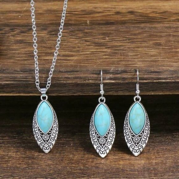 Jewelry | Turquoise Leaf Jewelry Set | Poshmark
